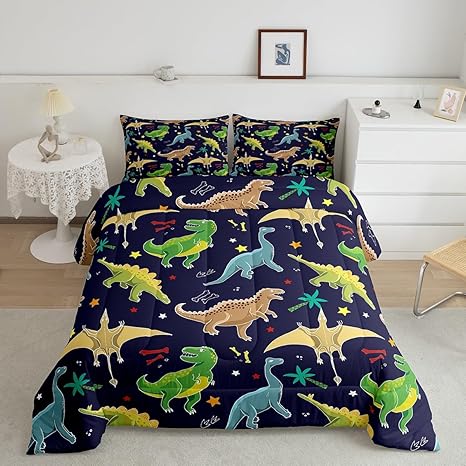 Amazon.com: Kids Cartoon Dinosaur Comforter Set for Boys Dinosaur ...