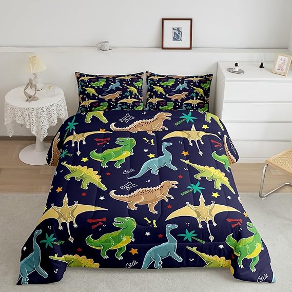 Amazon.com: Kids Cartoon Dinosaur Comforter Set for Boys Dinosaur ...