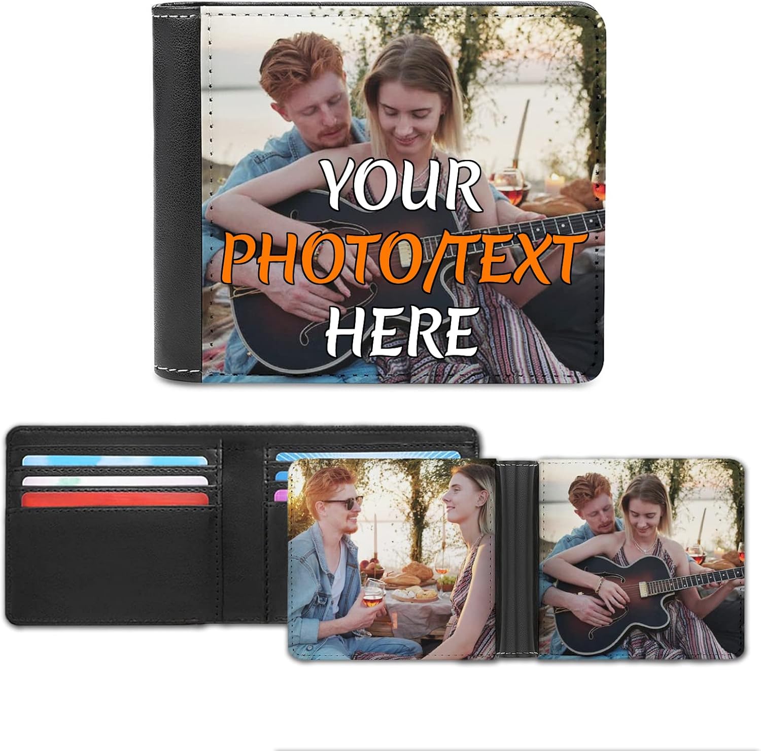 Amazon.com: Personalized Leather Photos Wallet Custom Wallets for Men ...