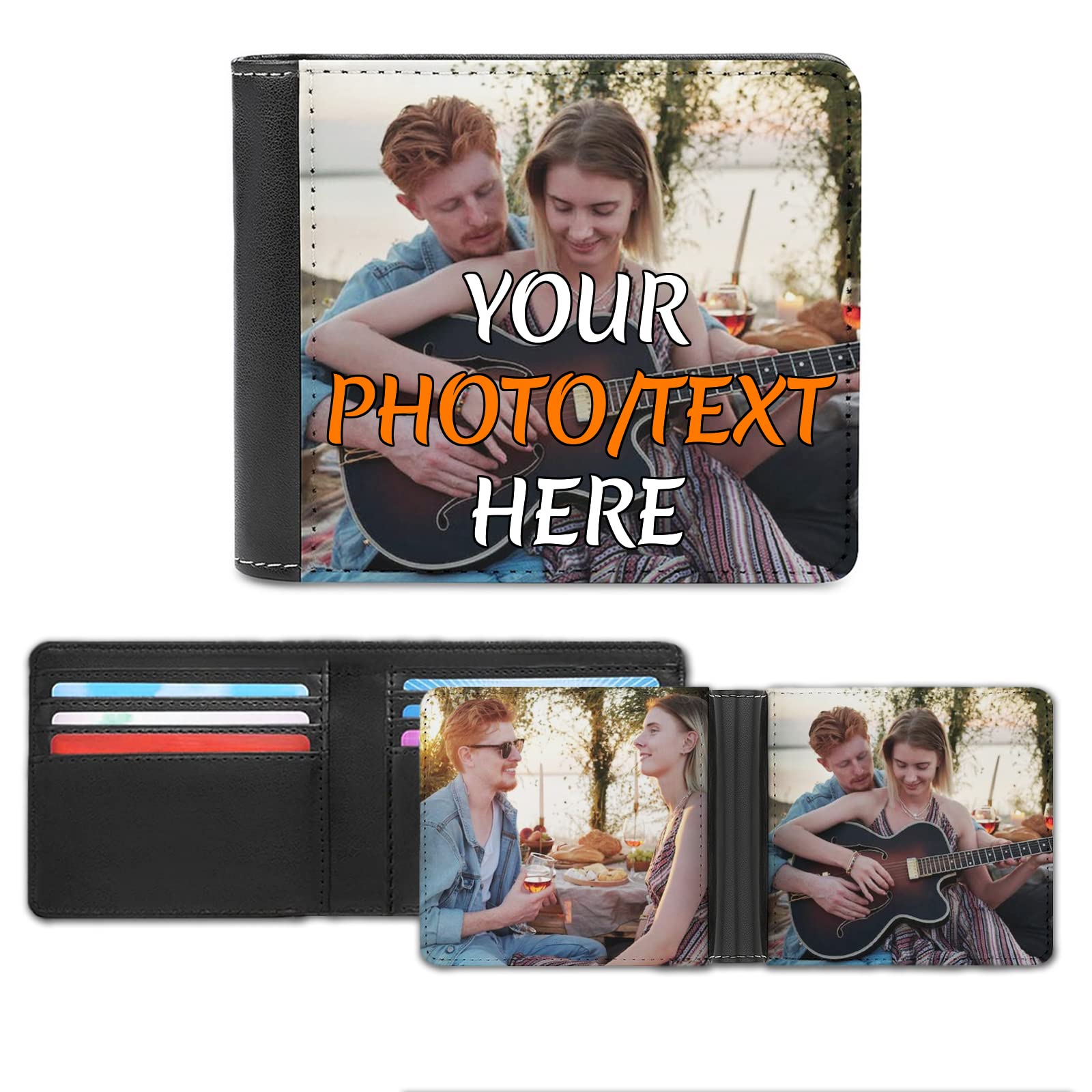 Amazon.com: Personalized Leather Photos Wallet Custom Wallets for Men ...