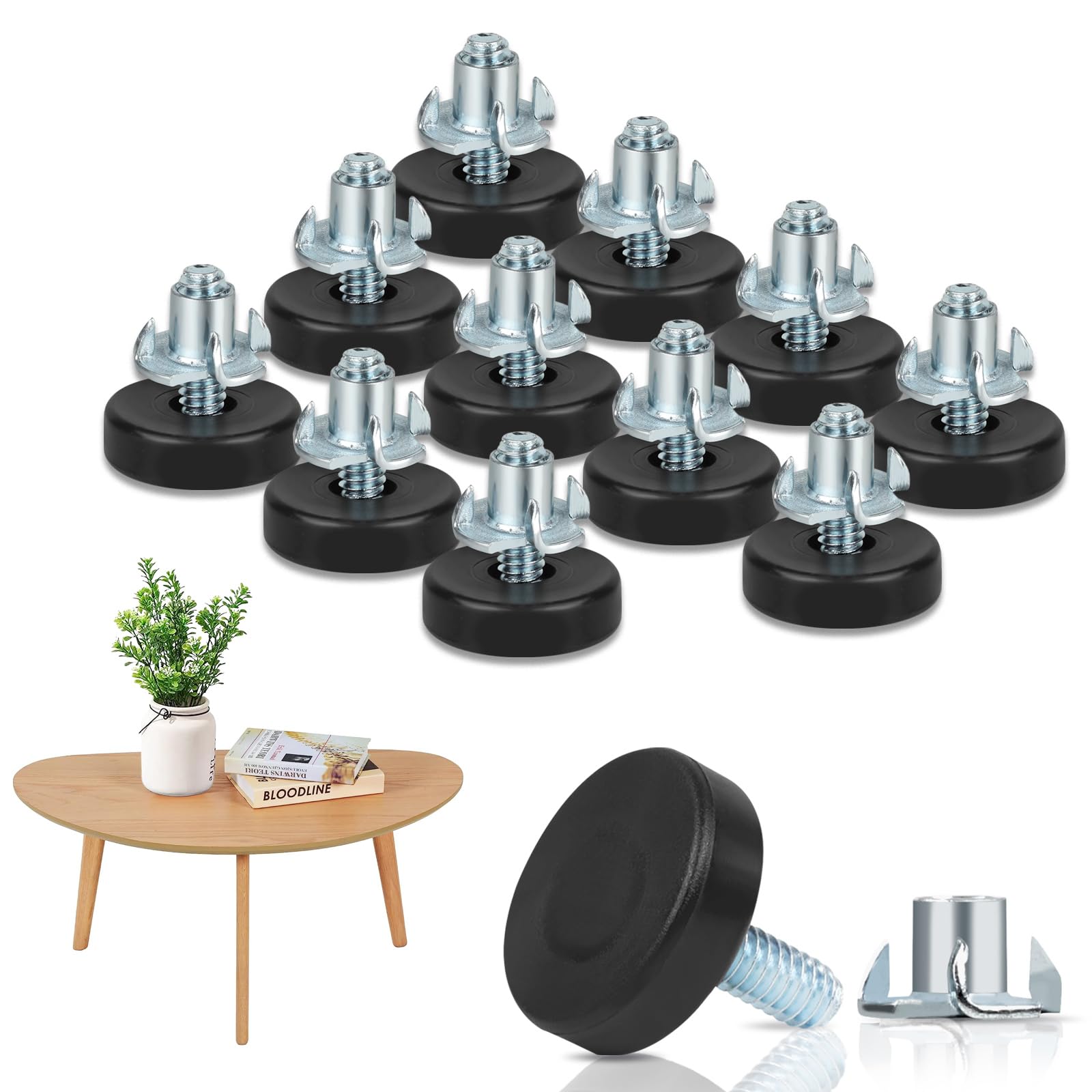 Snapklik.com : COIDEA 1/4 Thread Furniture Feet Levelers, 12 PCS Adjustable Furniture Feet Screw ...
