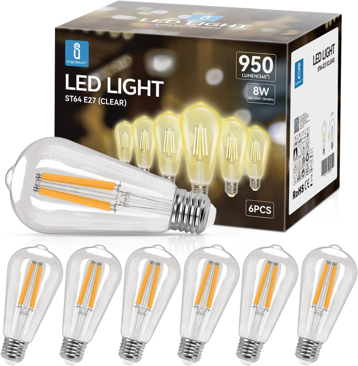 Tuoplyh 10 Stück E27 LED Glühbirne 2W Ersetzt 20 Watt Glühfadenlampe ...