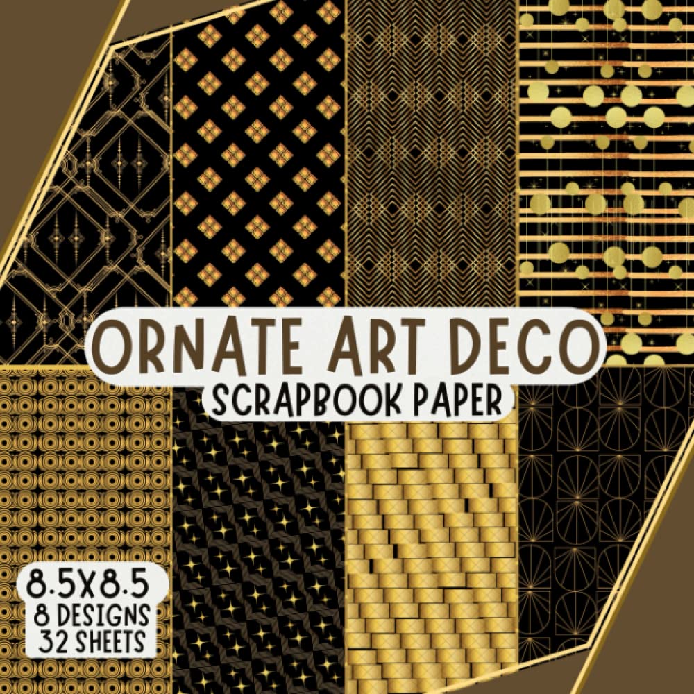 Ornate Art Deco scrapbook paper, 8.5x8.5, 8 Designs, 32 Sheets ...