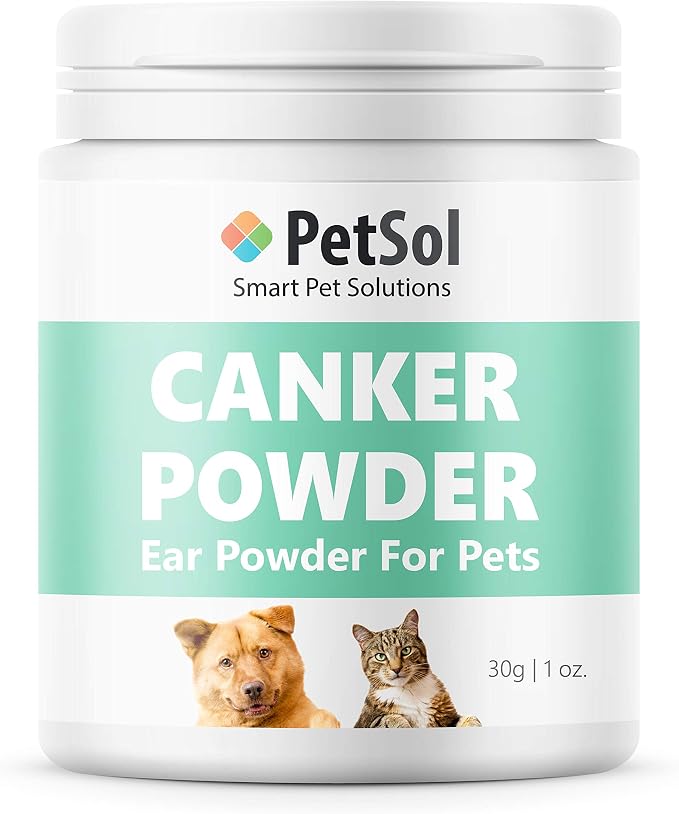 PetSol Fast Acting Ear Canker Powder (Large 30g Tub) Ear Mite Treatment ...