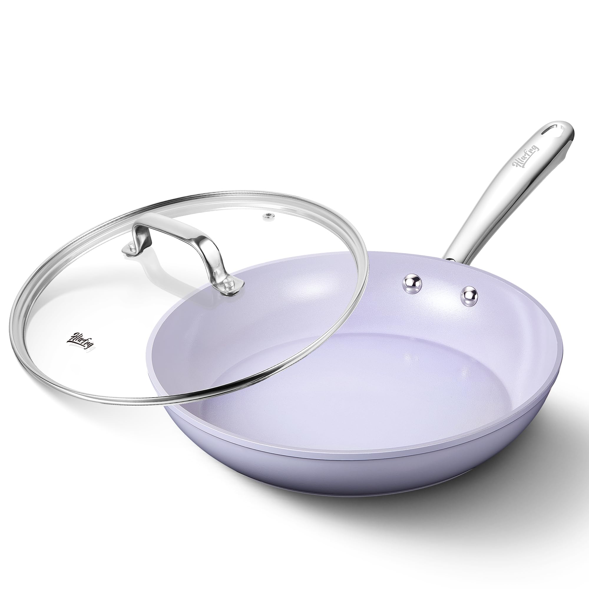 Amazon.com: HLAFRG 10 Inch Nonstick Frying Pan with Lid, Ceramic ...