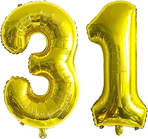 Amazon.com: ESHILP 40 Inch Number Balloon Foil Balloon Number 31 Jumbo ...