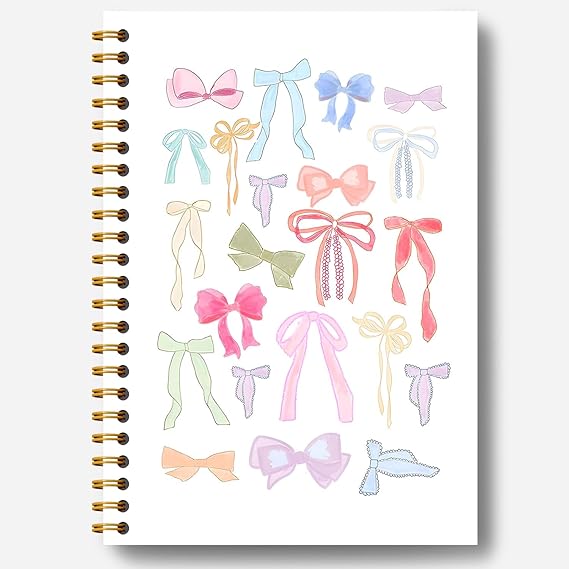Amazon.com : Guymn Colored Bows Notebook Journal - 5.5×8.3 Preppy ...