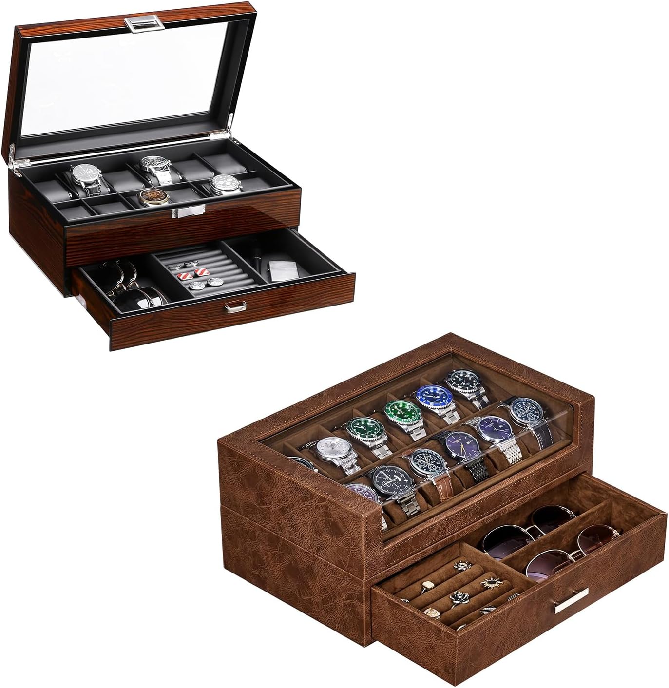 Amazon.com: BEWISHOME 12 Slot Watch Box Organizer,Watch Case with Gift ...