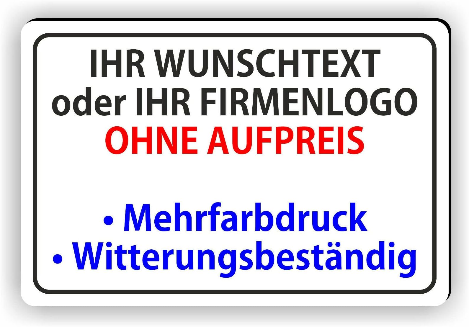 Fassbender-Druck SCHILDER - WUNSCHSCHILD - Wunschtext Schild - komplett ...