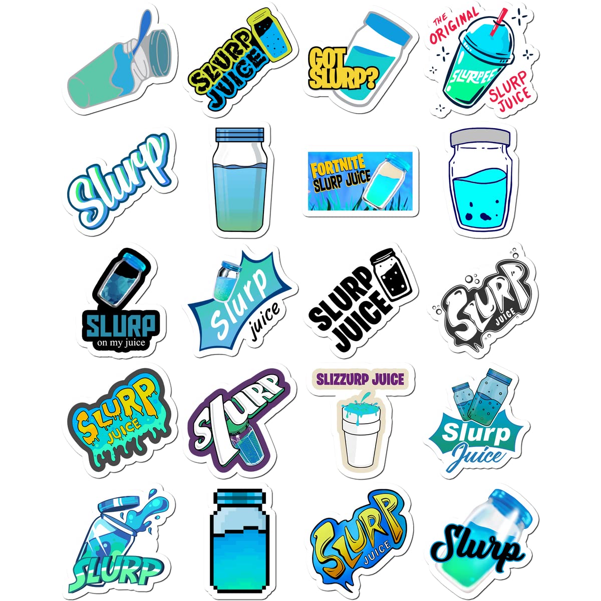 Amazon.com: Stickers 20 Pcs Per Pack Slurp Waterproof Juice Colorful ...