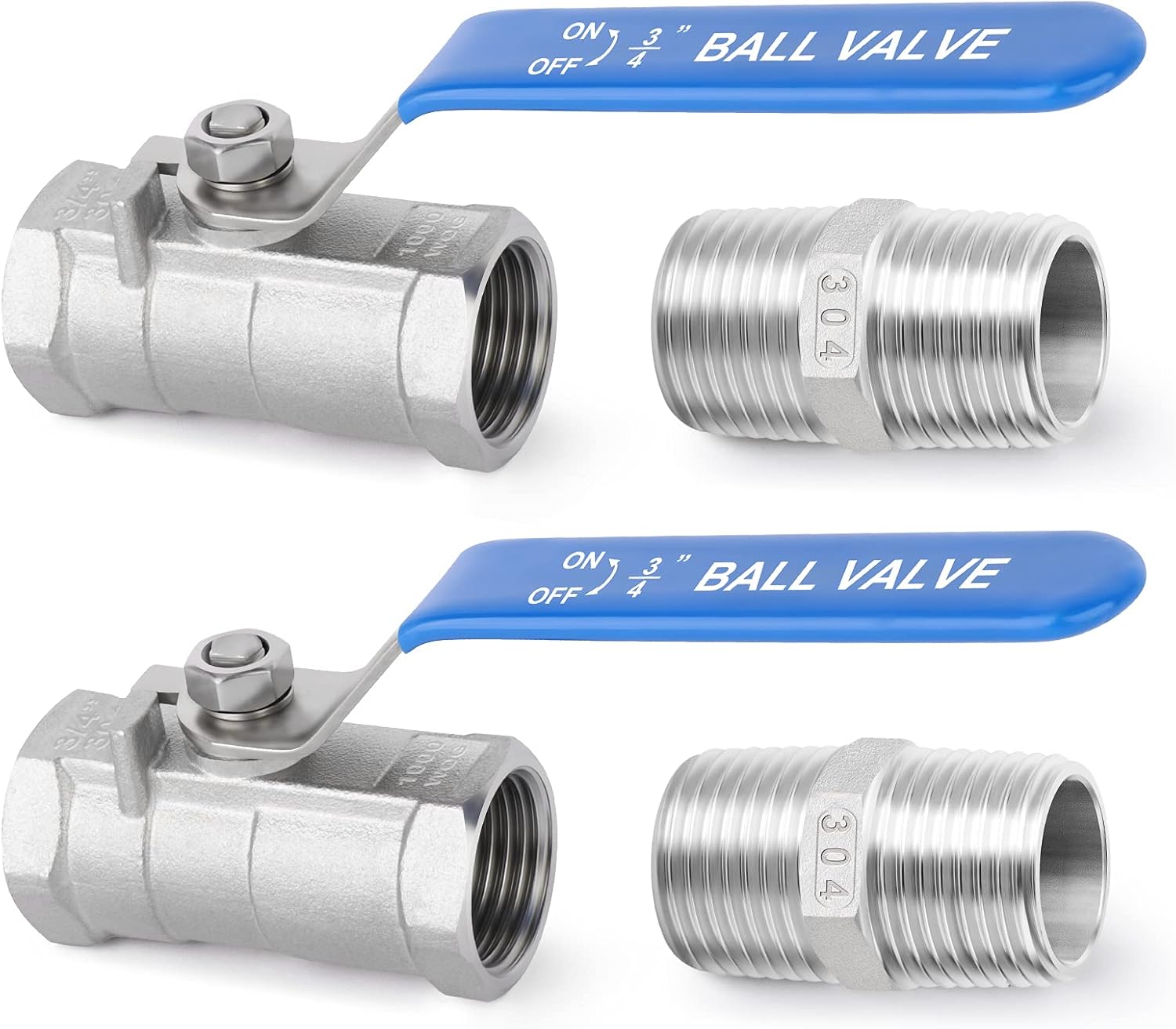 Amazon.com: TAISHER 4 Pcs 3/4 Inch FNPT Ball Valve Kit, 304 Stainless ...