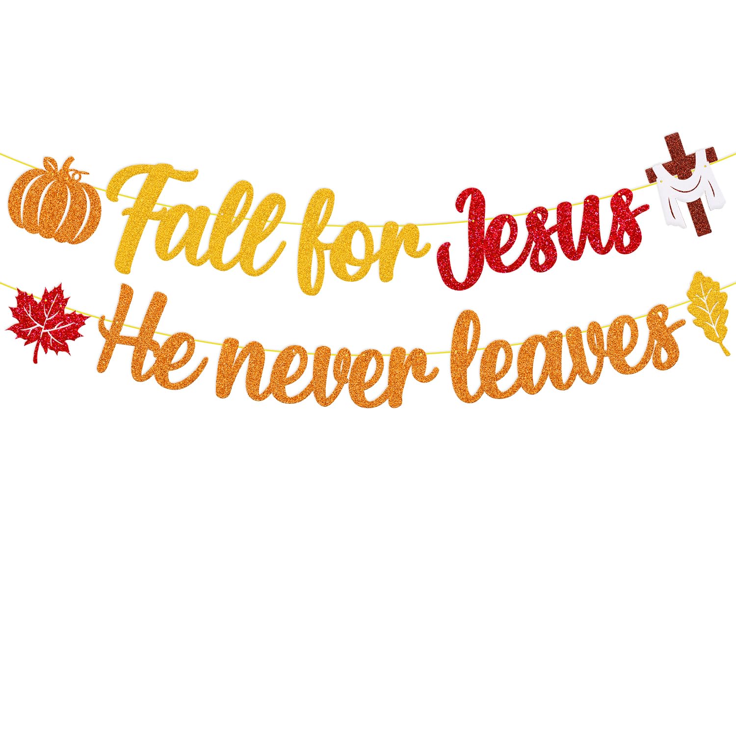 Amazon.com: Fall for Jesus He Never Leaves Banner Christian Fall ...
