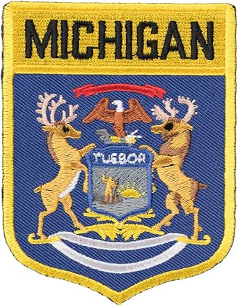 Amazon.com: Michigan State Flag Shield Patch, United States of America ...