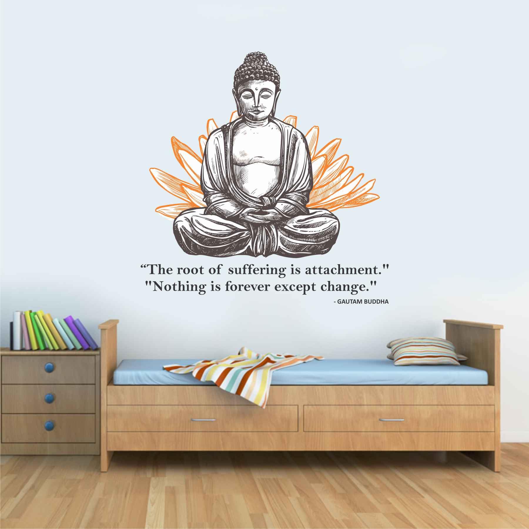 Wall Attraction Gautam Buddha with Quote Wall Sticker & Mural Sticker ...