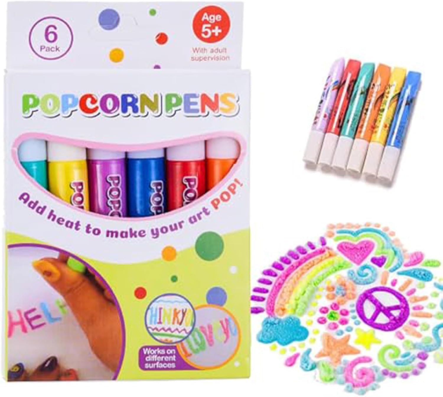 Amazon.com: Bubble Popcorn Drawing Pens, Puffy Popcorn Color Pen 6 ...