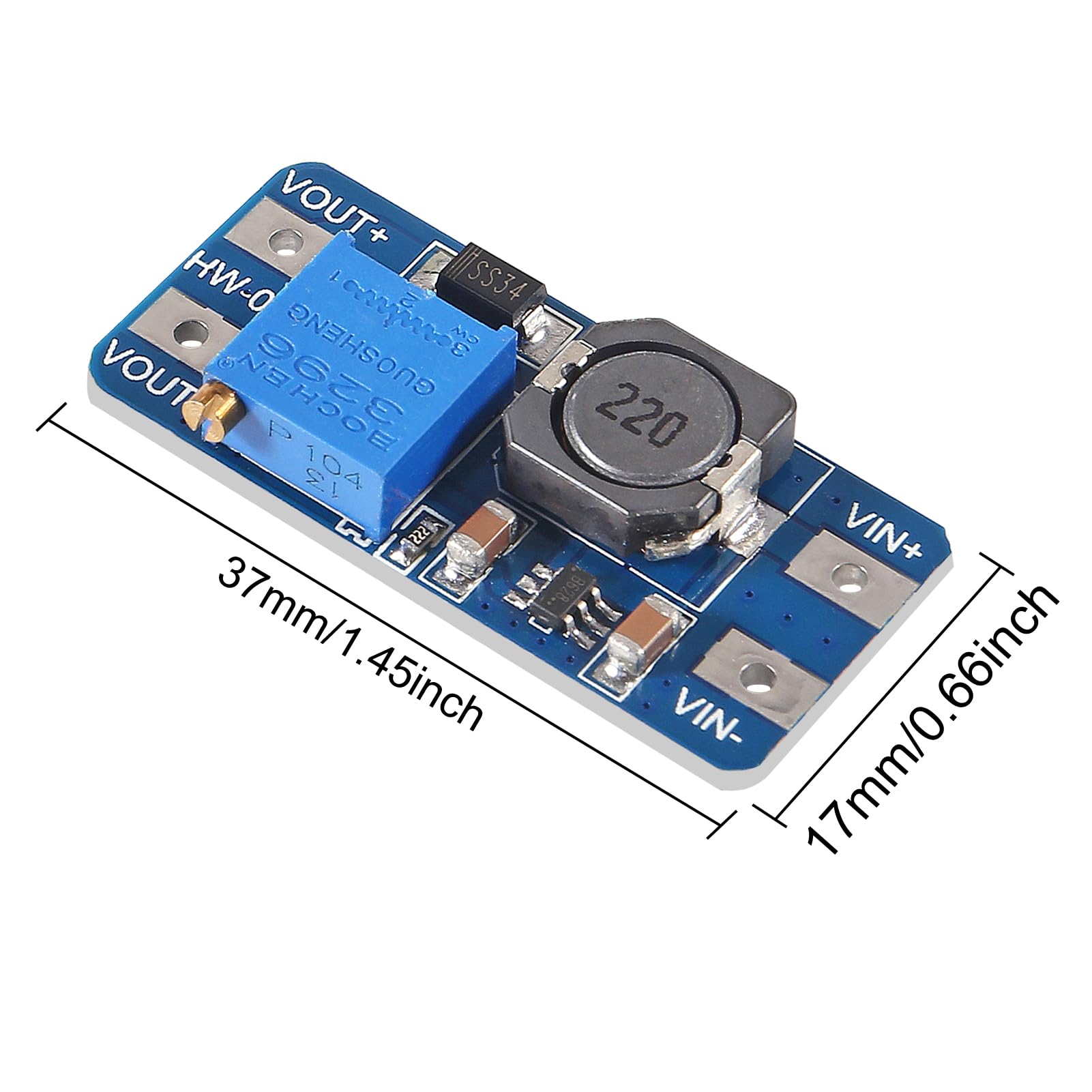 Snapklik.com : 5pcs MT3608 DC-DC Boost Converter 2A Adjustable Step Up ...