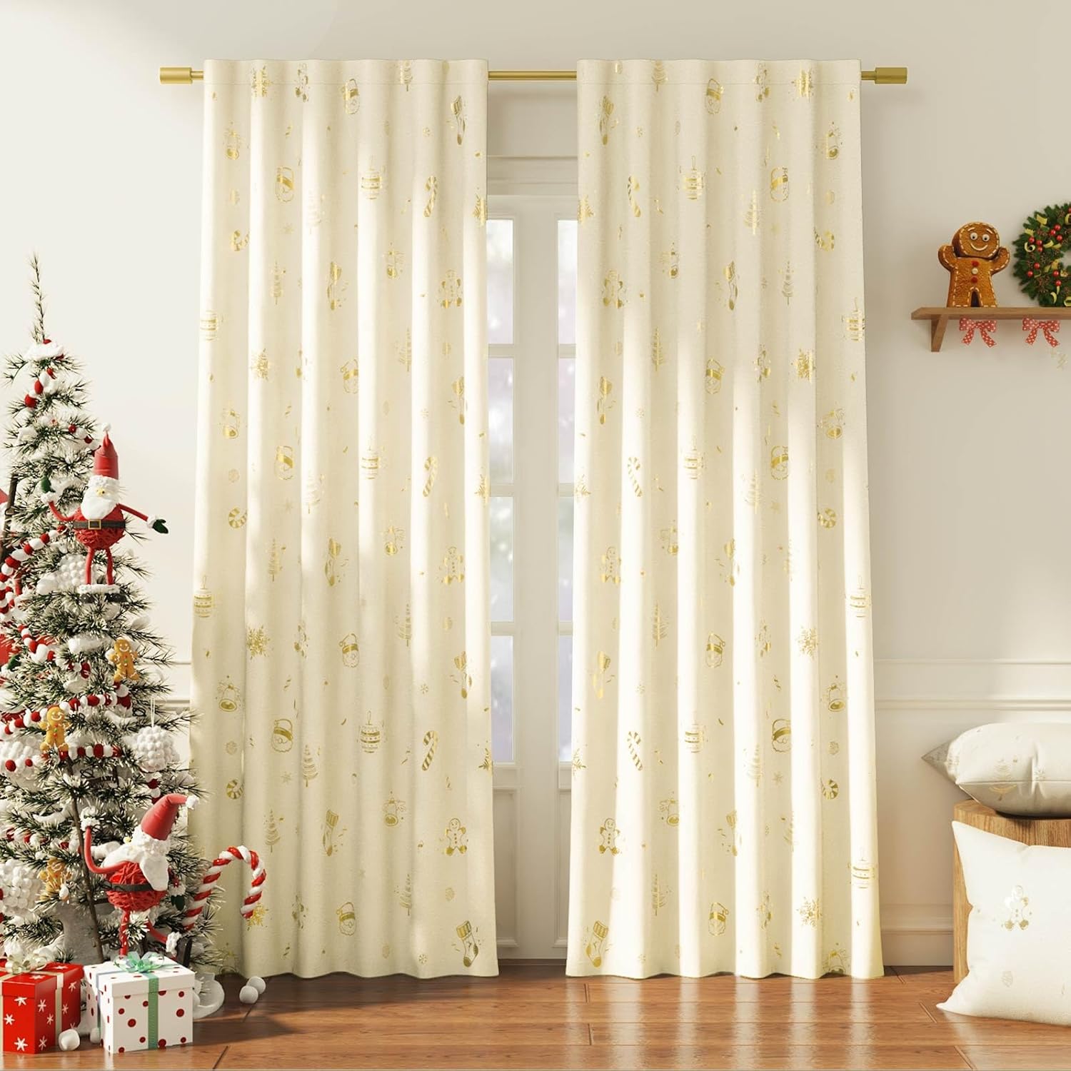 Amazon.com: jinchan Christmas Curtains for Living Room, Gingerbread Man ...