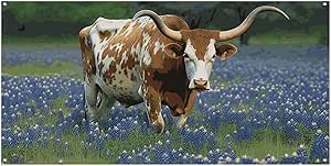 Amazon.com: Bluebonnet Longhornb Large Party Banner Sign 70.9 x 35.4 ...