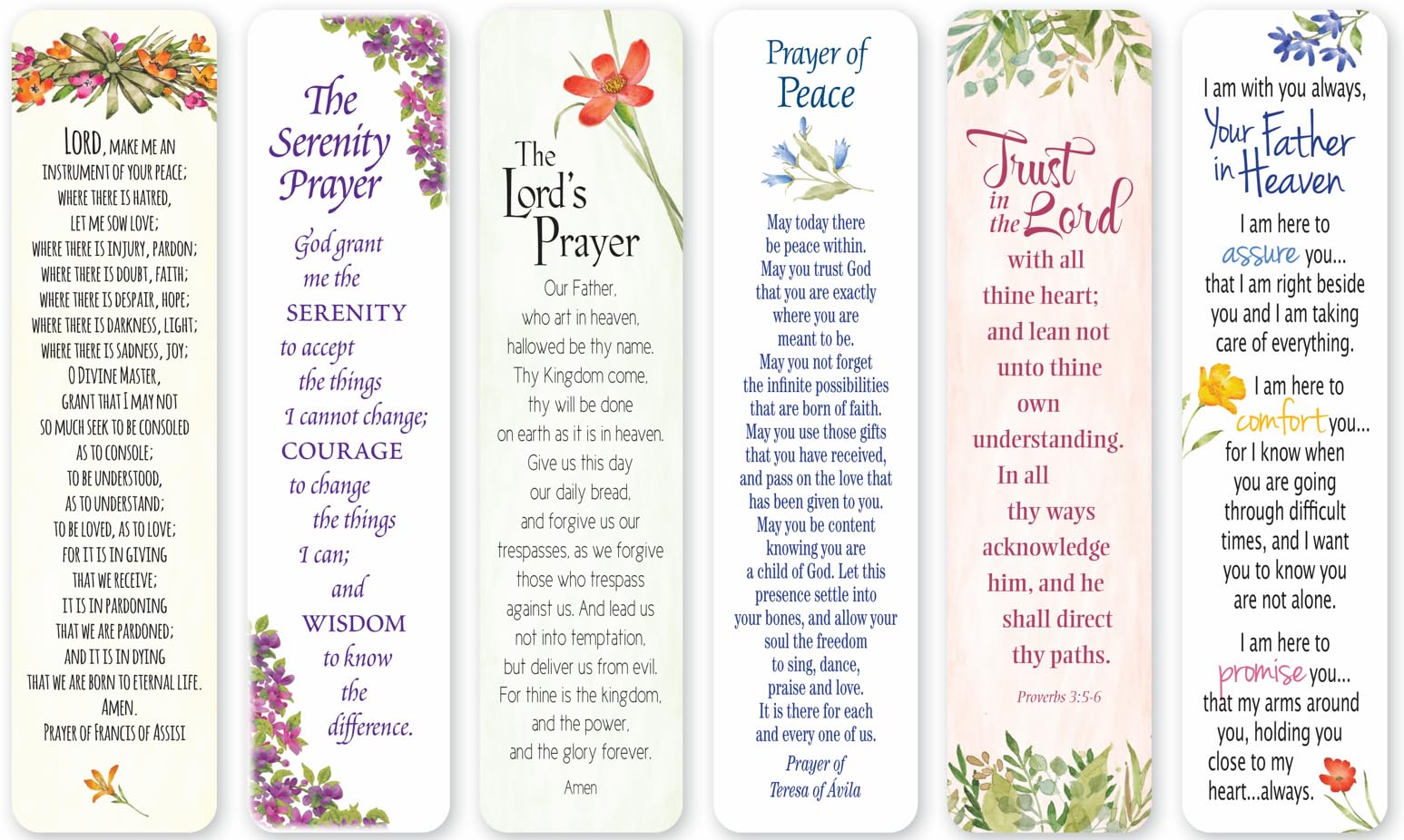 Amazon.com: Prayer Christian Bookmarks 24 Pack of 6 Beautiful Floral ...