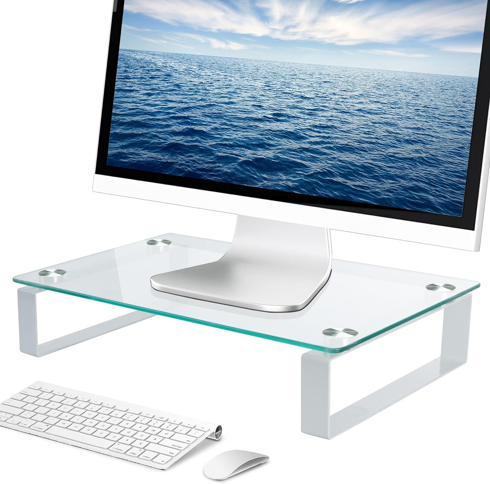 Amazon Basics Adjustable Computer Monitor Riser Desk Stand: Monitor ...