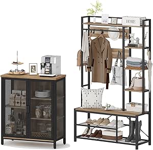 Amazon.com: BON AUGURE Farmhouse Hall Tree for Entryway, Mudroom Bench ...