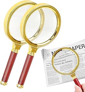 10X Magnifying Glass, 2 Pcs Handheld Magnifiers, 3.1inch High Clarity ...