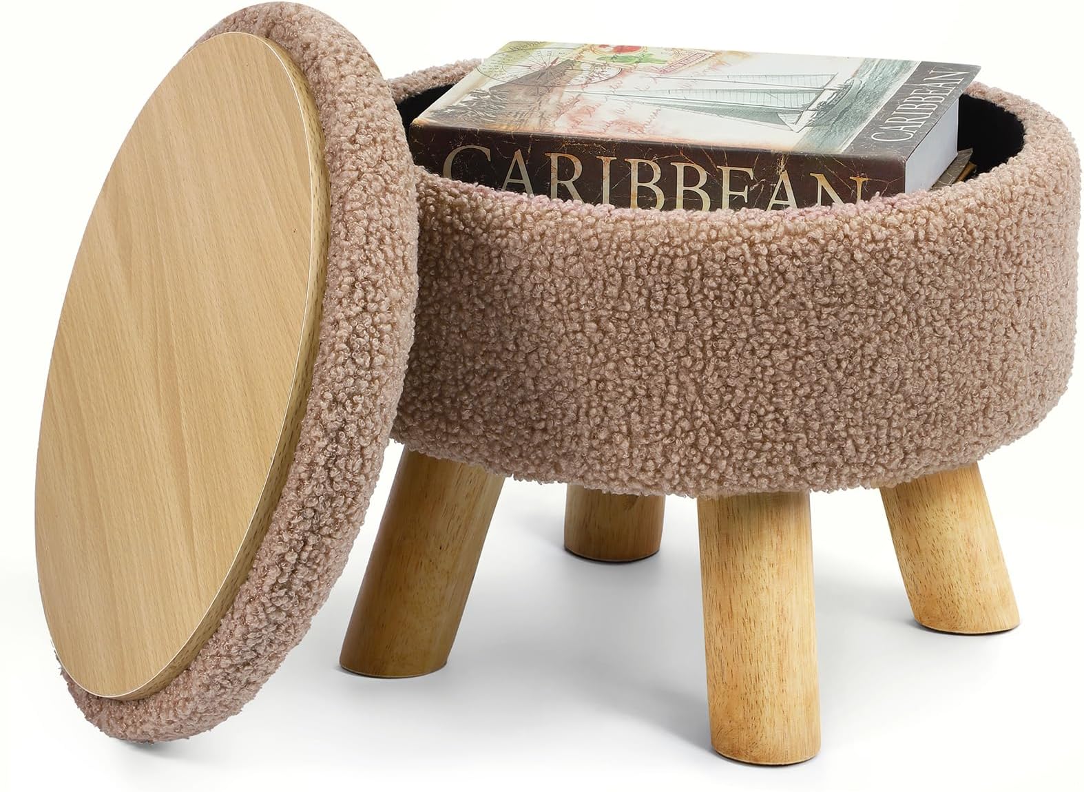 Amazon.com: Cpintltr Storage Ottoman Footstool Round Footrest with ...