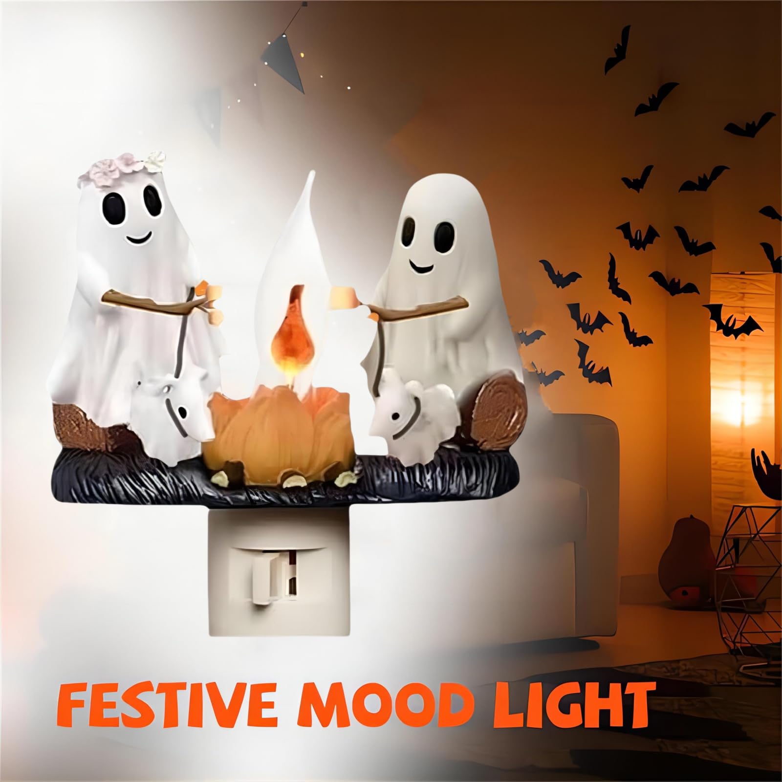 Halloween Night Light Ghost Campfire Flickering Night Light, Spooky ...