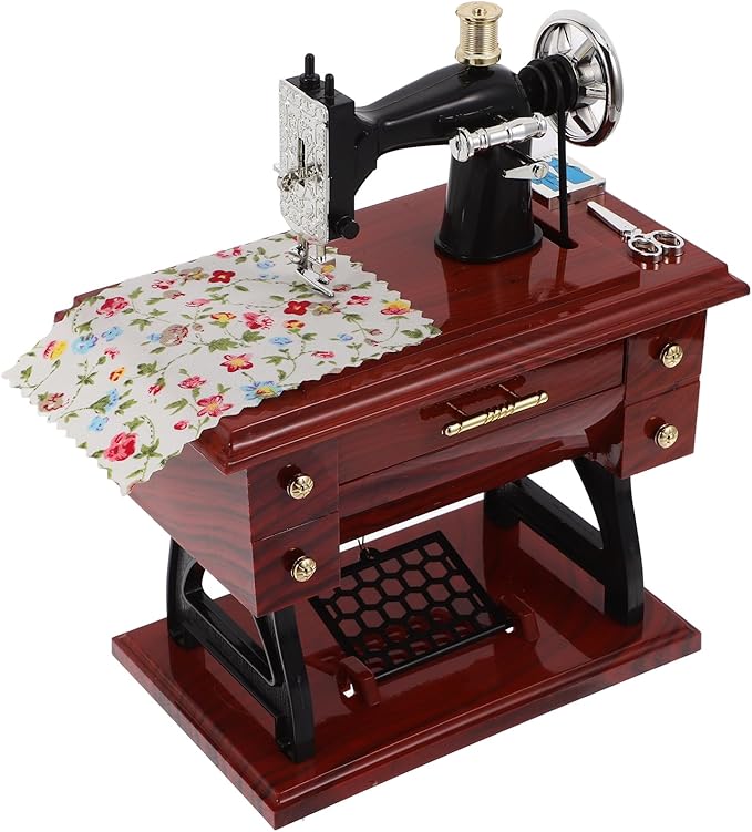 Amazon.com: Cabilock Wooden Sewing Machine Music Box: Mini Musical Box ...