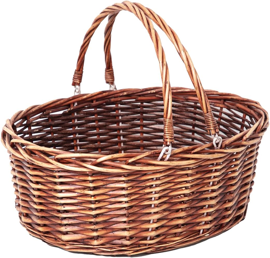 Amazon.com: JJSQ Wicker Woven Basket with Jute Rope Handle Garden ...
