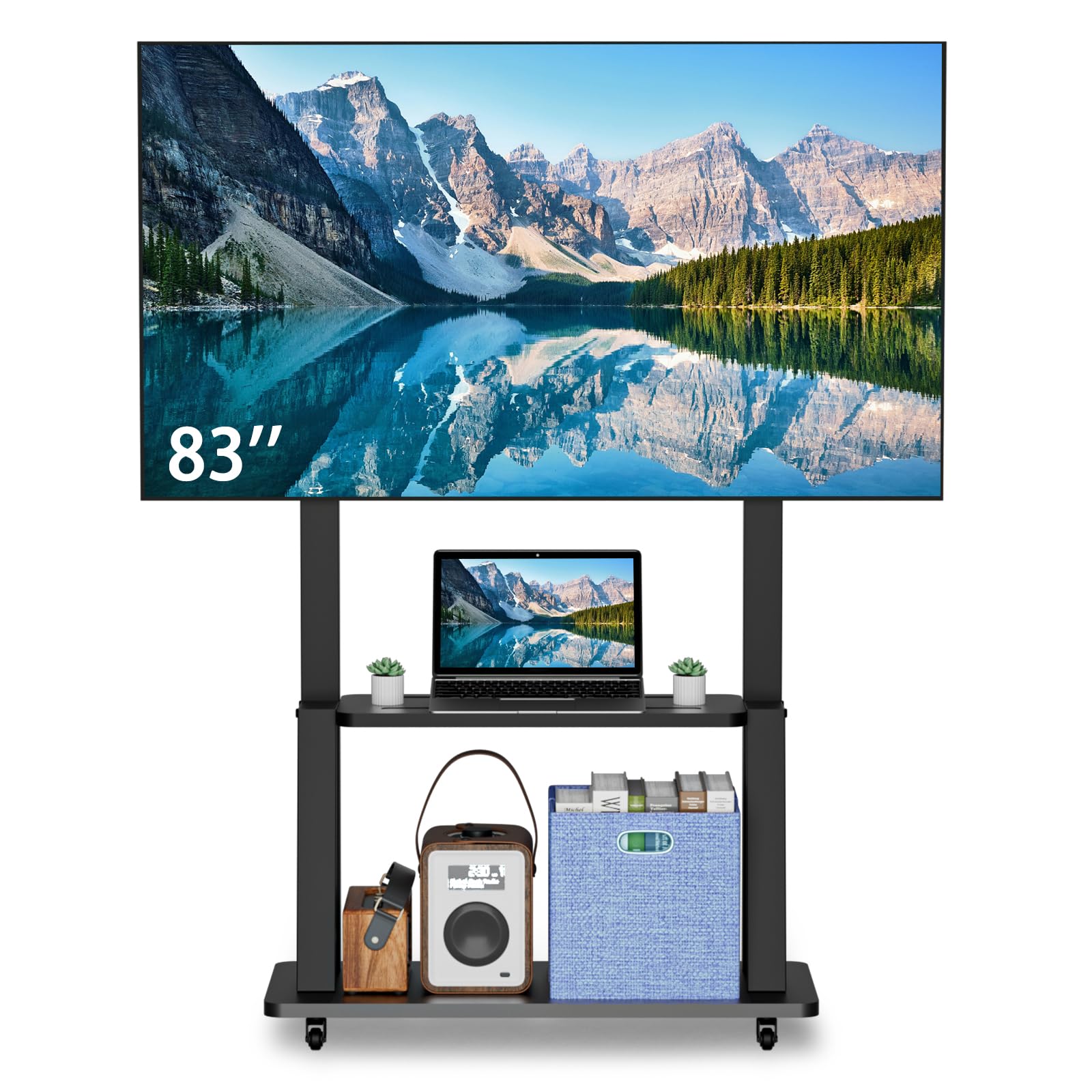 Amazon.com: Duiliuu Rolling TV Stand, Portable TV Stand on Wheels for ...