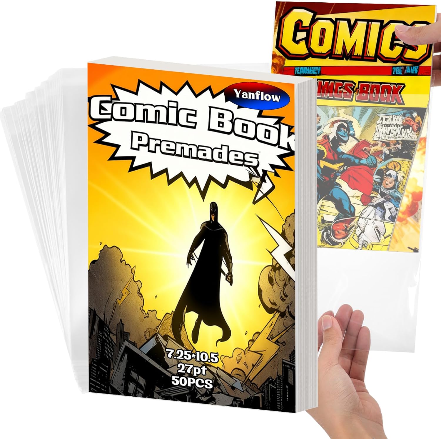 Amazon.com : 50 Pack Comic Book Bags and Boards Set 7.25x10.5 Inch Self ...