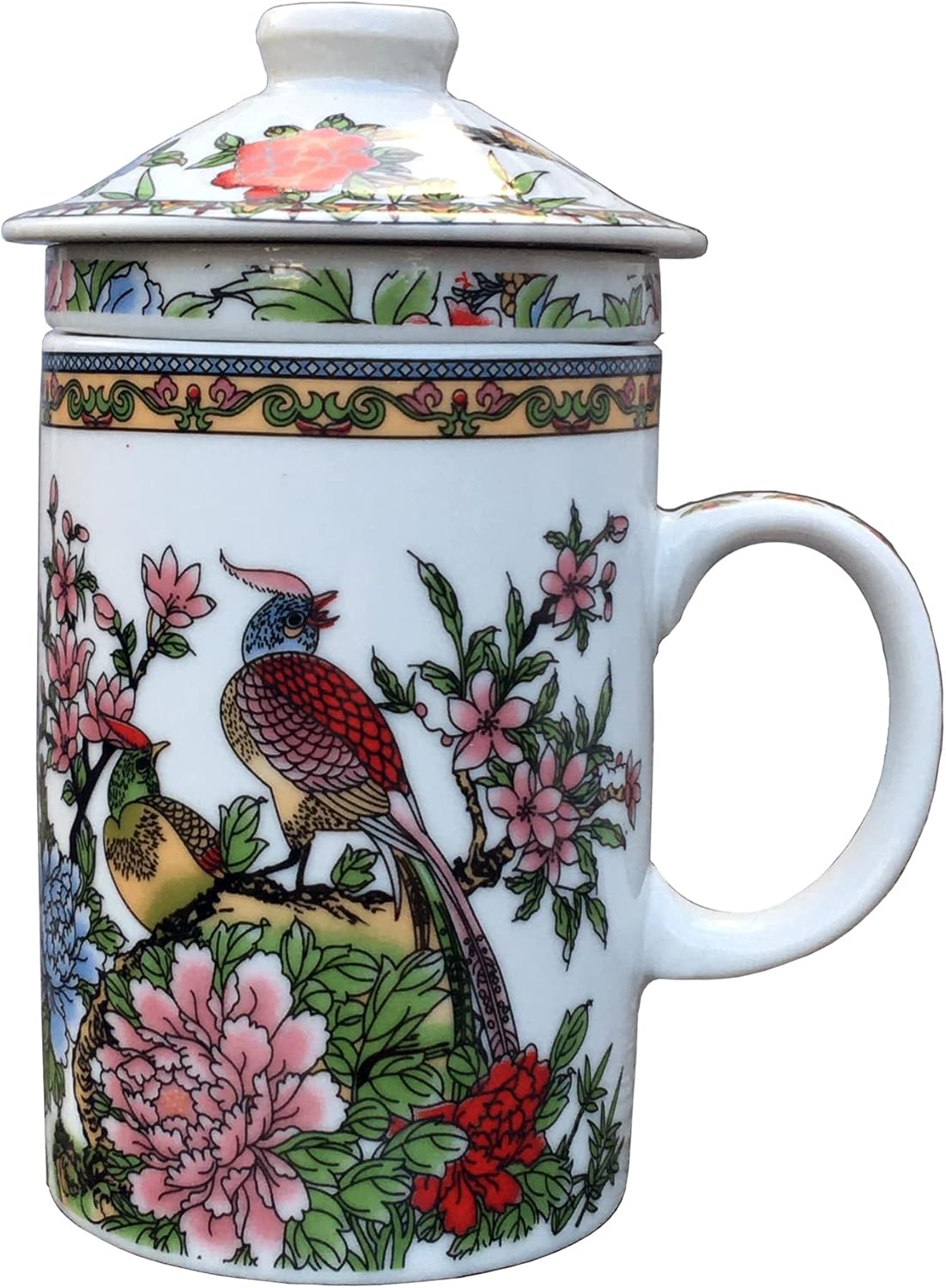 GMMH Keramik Teetasse mit Deckel und Sieb für Losen Tee, Porzellan ...