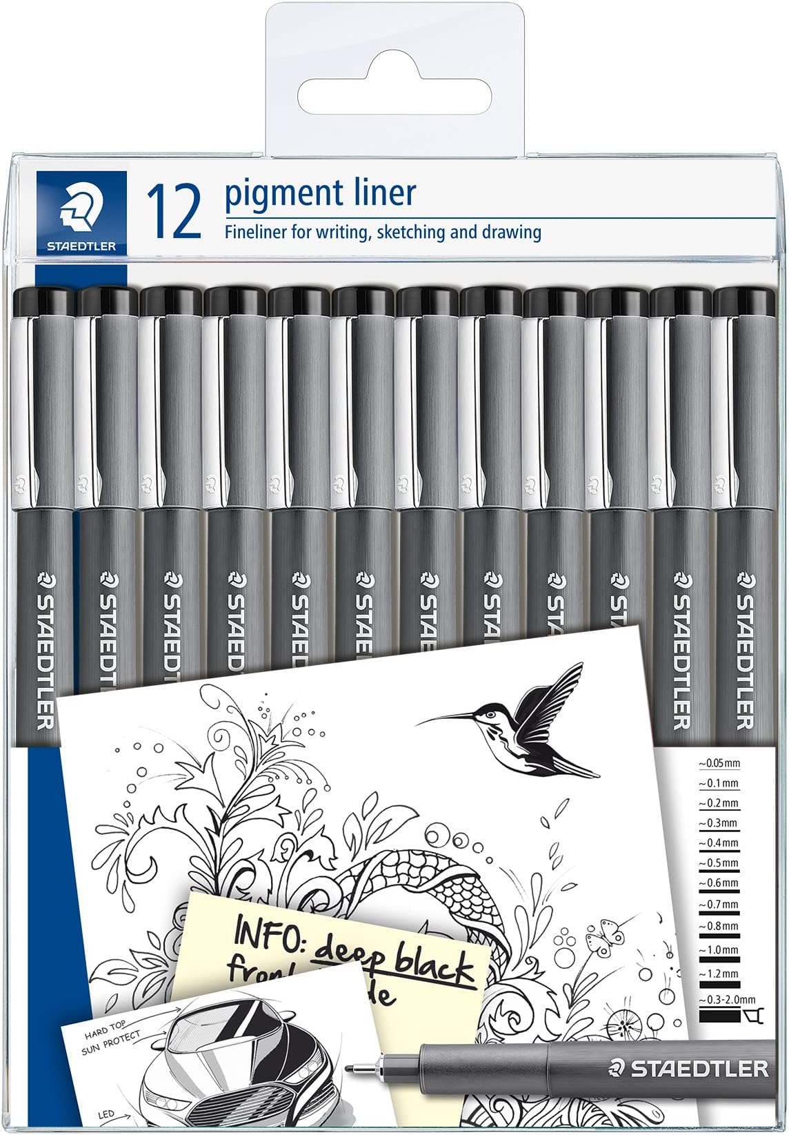 STAEDTLER Fineliner pigment liner, schwarz, Set mit 6 Linienbreiten ...