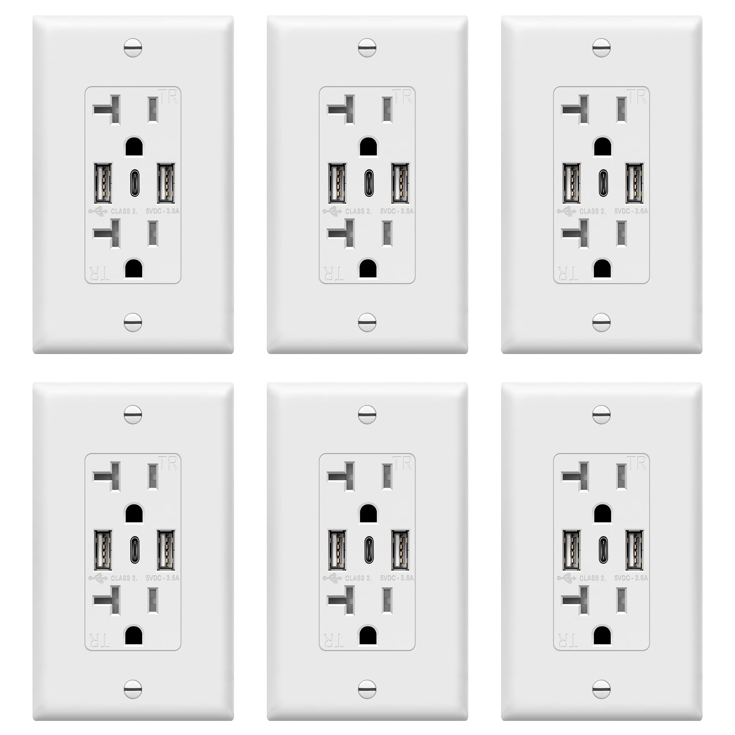 Amazon.com: TOPGREENER USB Outlet, 3-Port Type C USB Wall Outlet, 20 ...