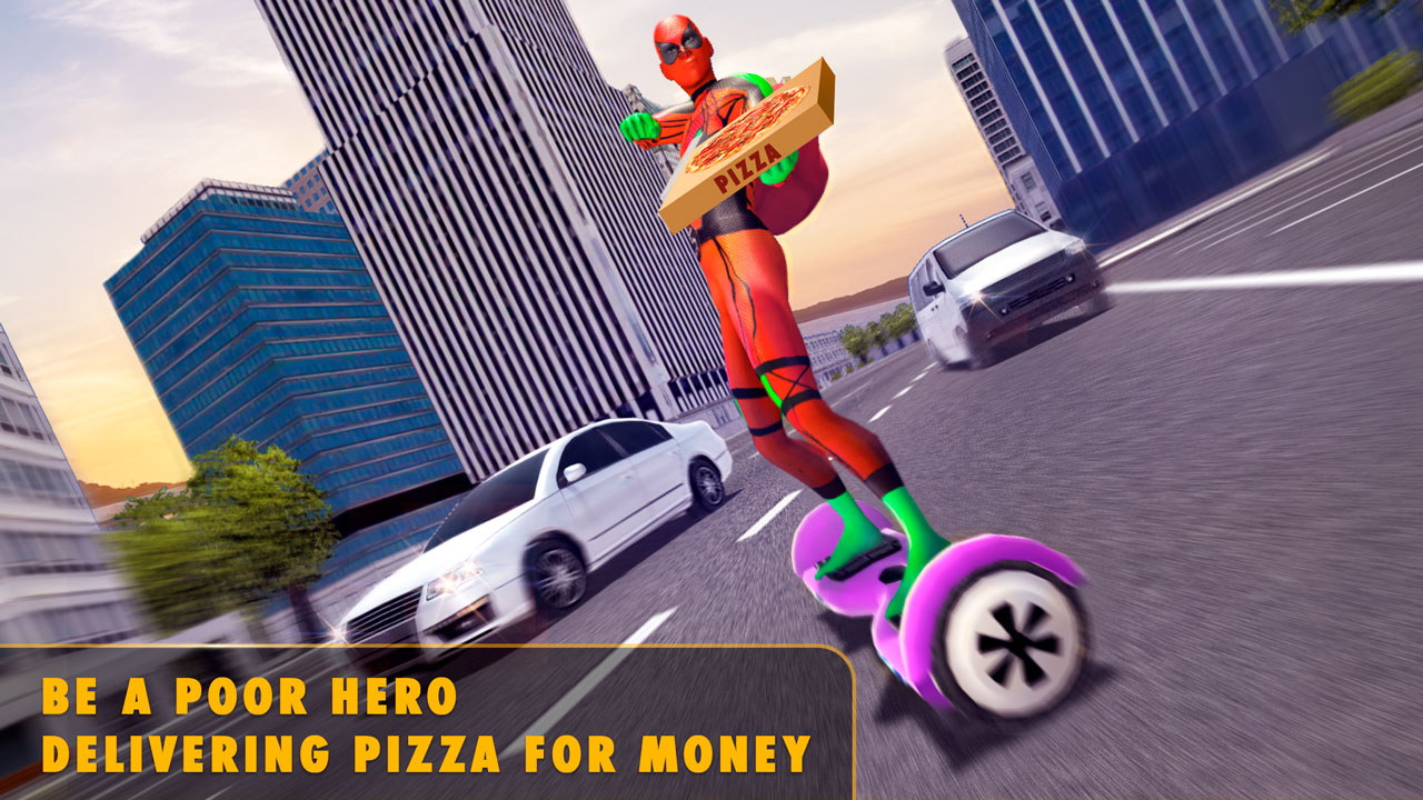 Spider Hero Pizza Delivery Game: Fidget Spinner Hoverboard Racing - App ...