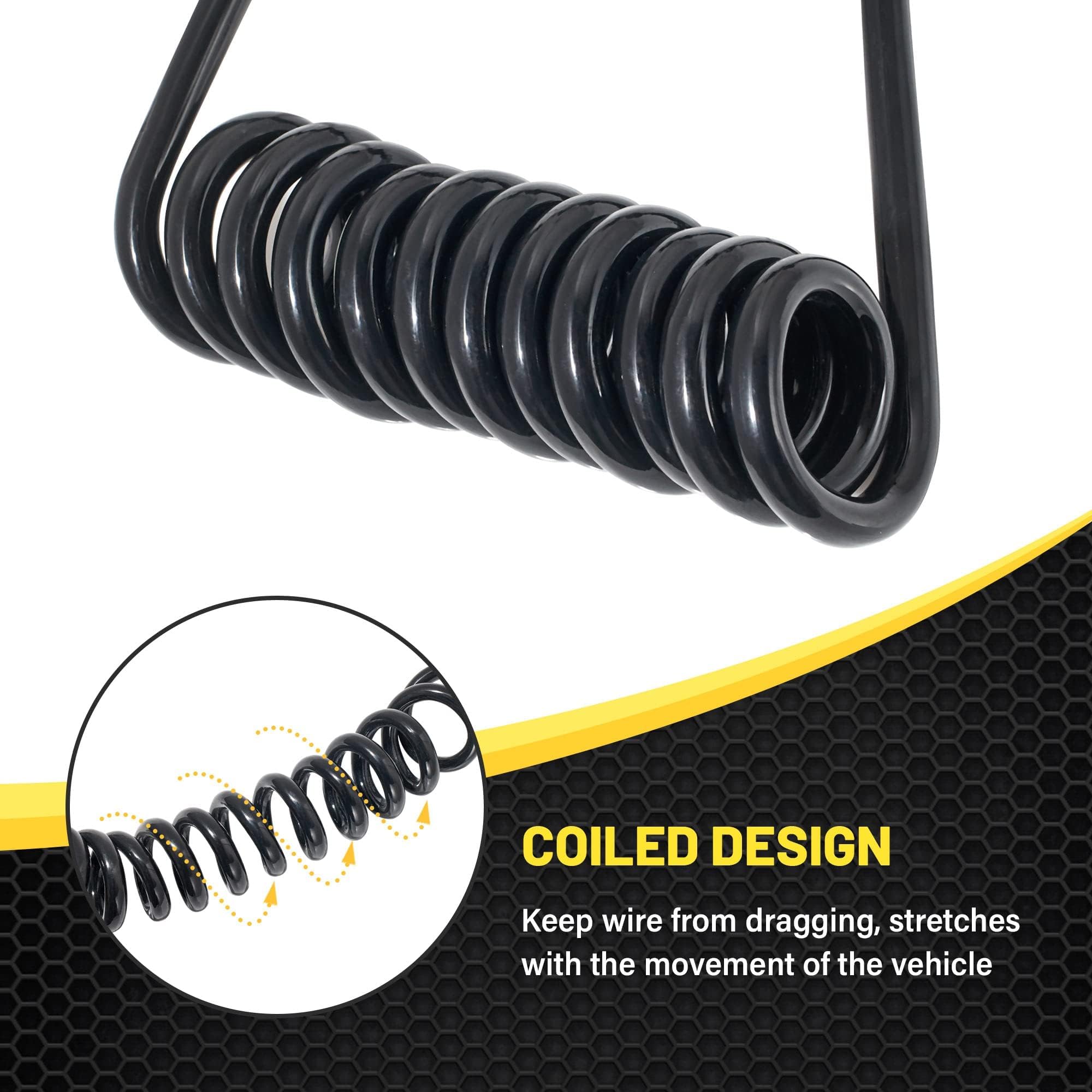 Snapklik.com : Oyviny 4 Way Flat Trailer Extension Coiled Cable 5 Feet ...