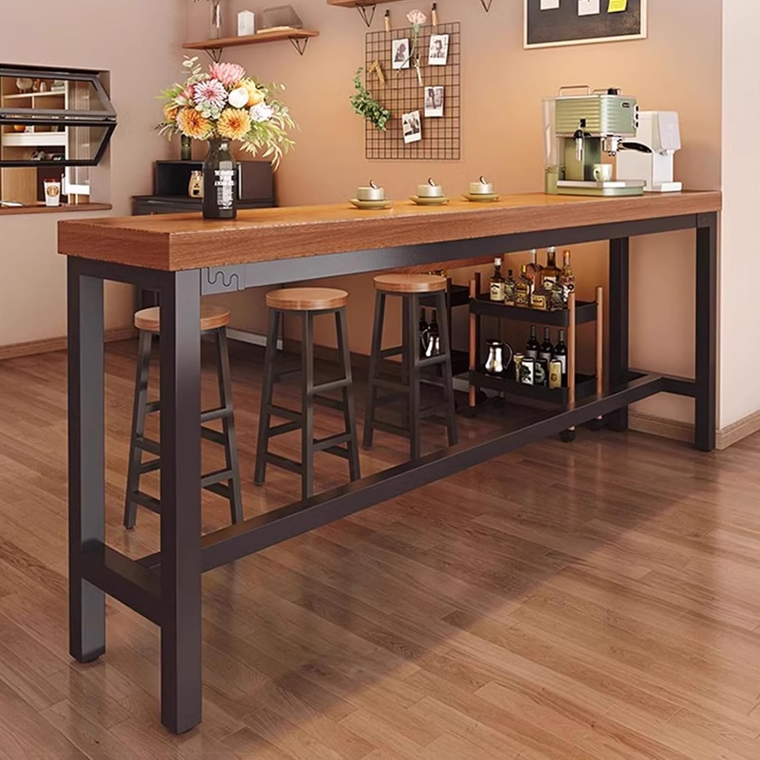 Amazon.com: Narrow Bar Table,Industrial Bar Table, Counter Height Bar ...