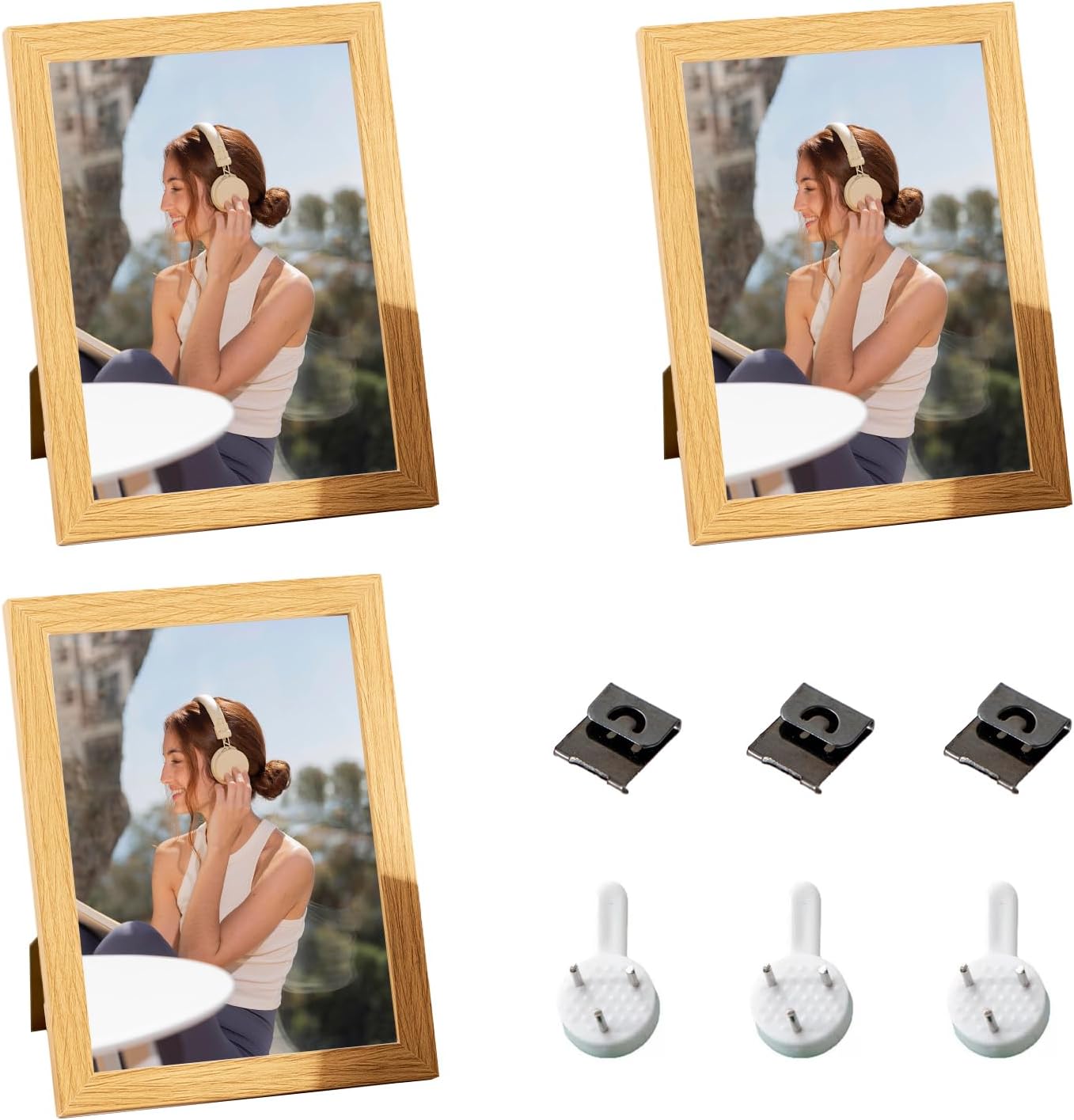 Picture Frames, 3 Pack Photo Frames, 6x4 Wooden Photo Frames Natural ...