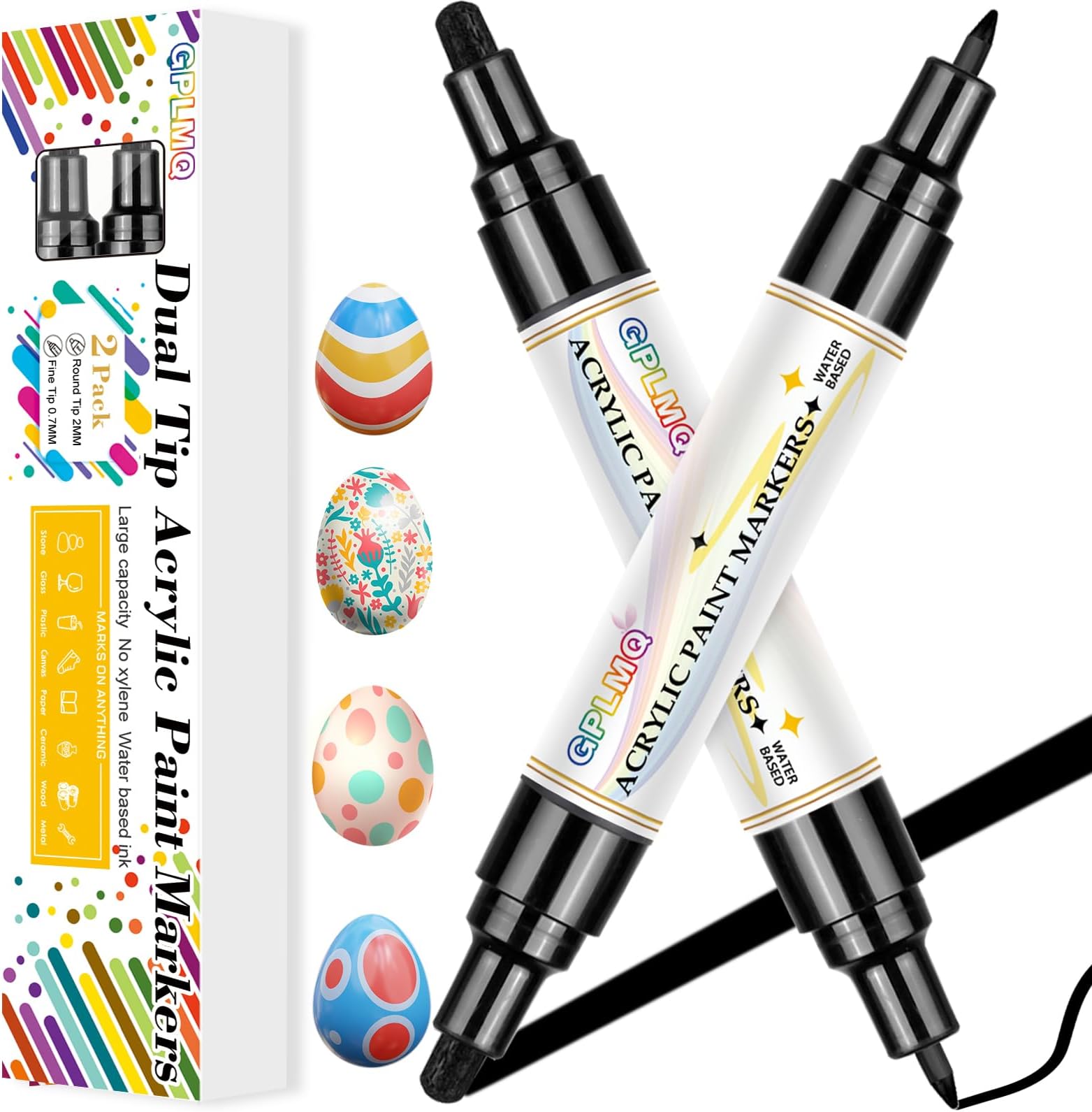 Amazon.com: GPLMQ Paint Markers Paint Pens - 2 Pack Dual Tip Acrylic ...