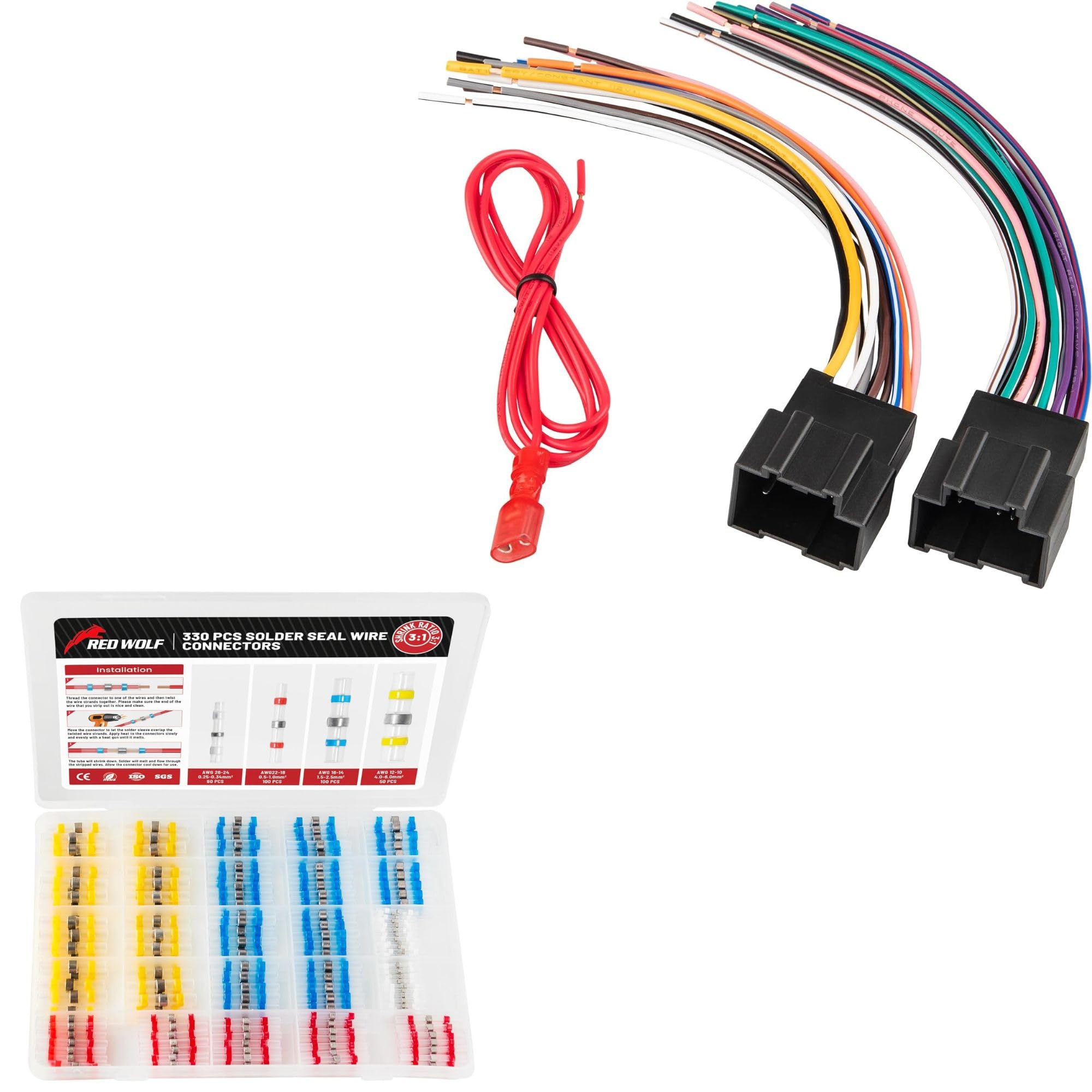 Amazon.com: RED WOLF Car Aftermarket Radio Stereo Wiring Harness for ...