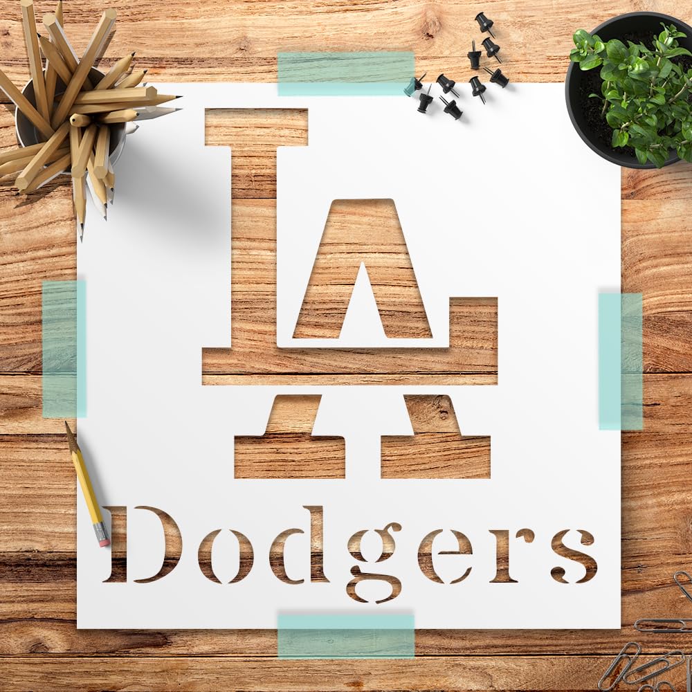 Amazon.com: 5.5x5.5 Inch Custom Cut Dodgers Baseball Stencil - Art ...