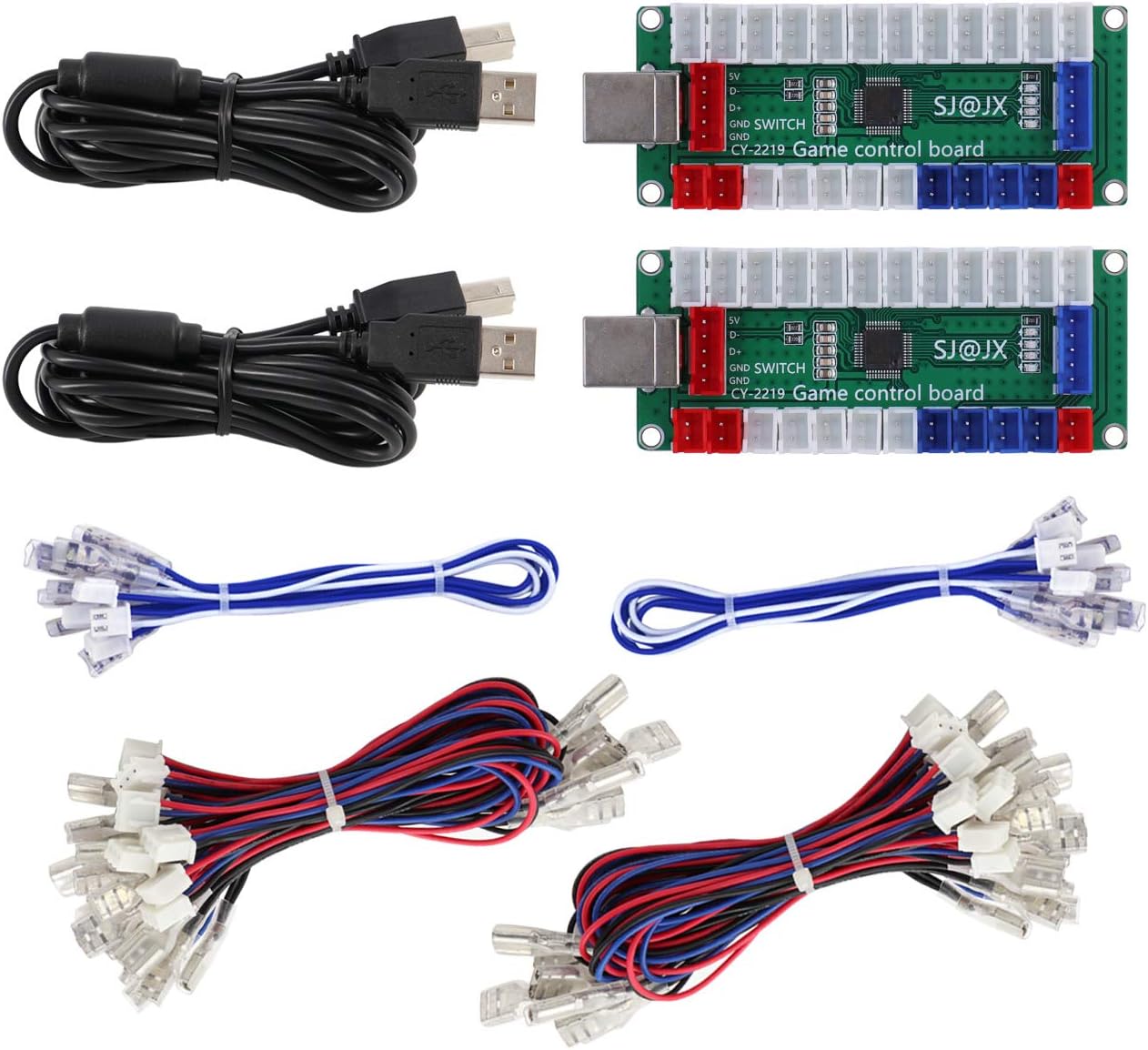 Amazon.com: SJ@JX Arcade Game USB Encoder Zero Delay 2 Player Gamepad LED Button Joystick ...