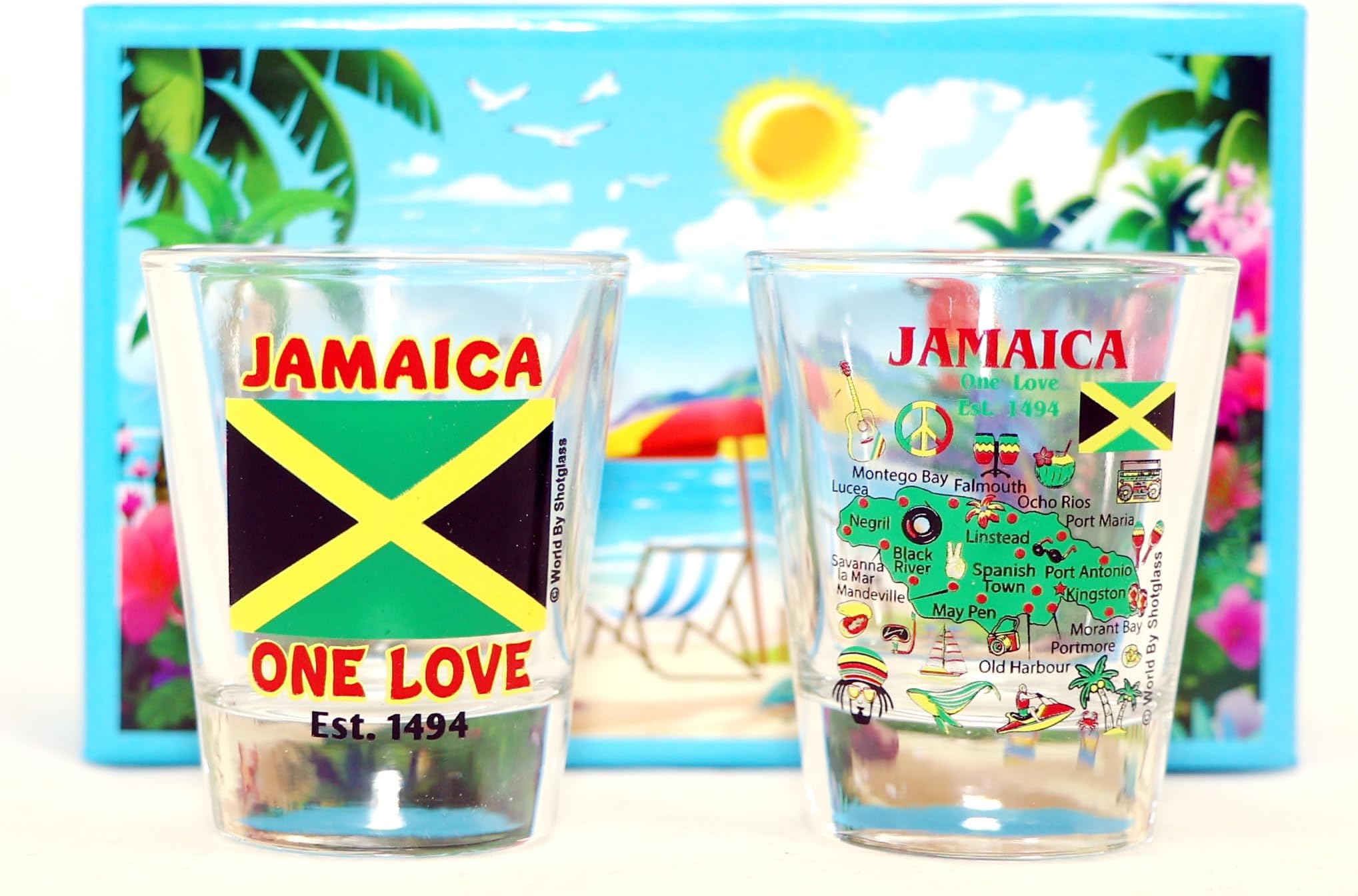 Amazon.com | Turks & Caicos Caribbean Boxed Shot Glass Set (Set of 2 ...