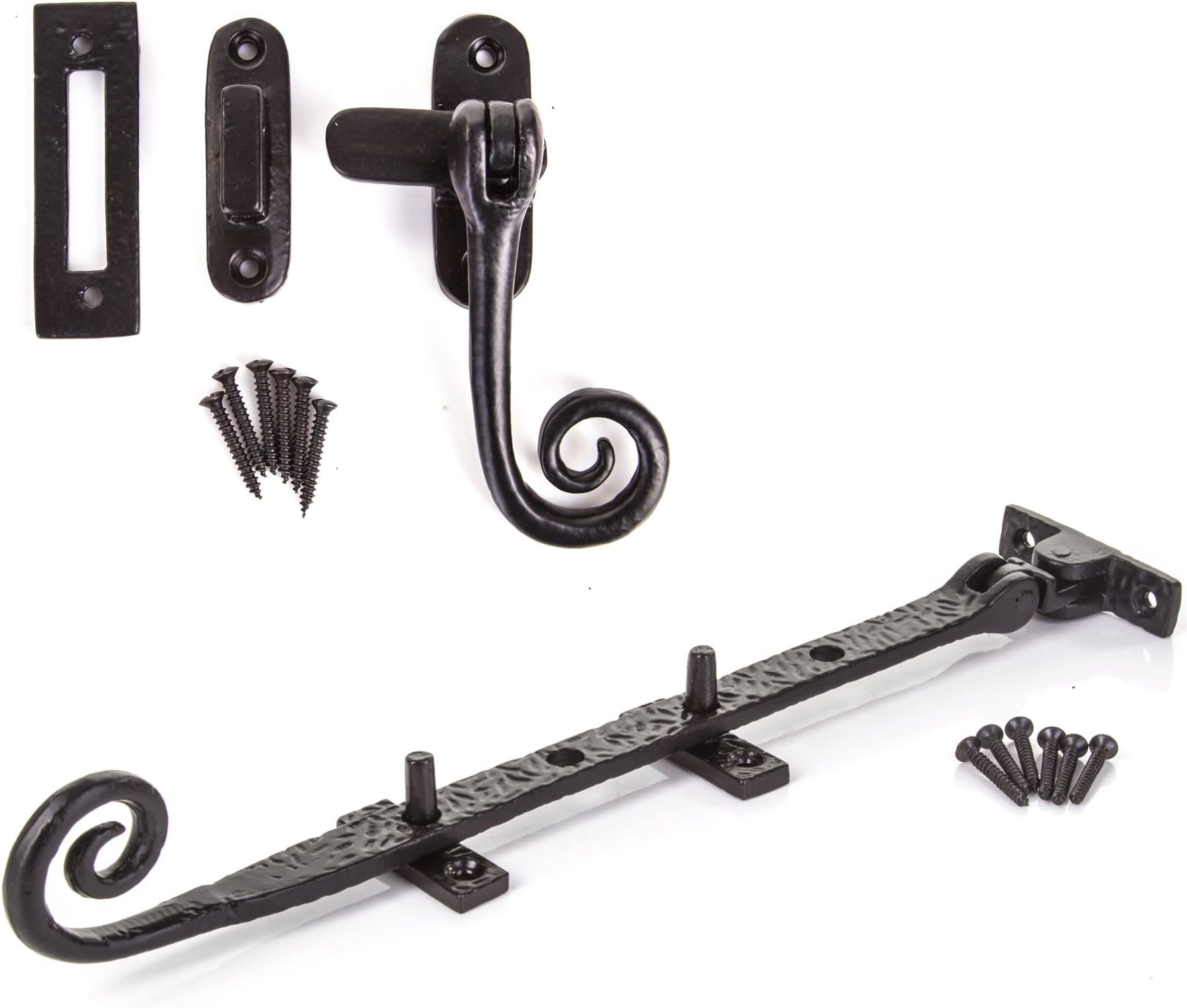 Black Cast Iron Window Stay 10" Monkey Tail Curly End Casement Fastener ...