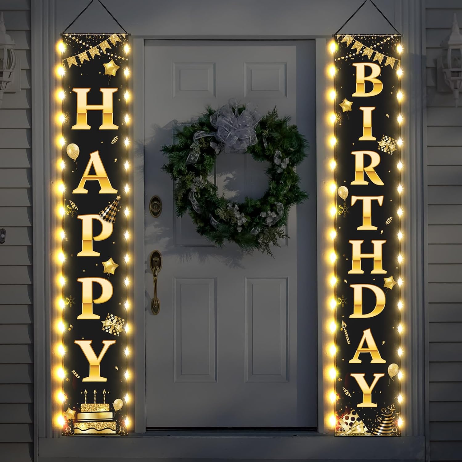 Amazon.com: Breling Happy Birthday Banner with Lights 71 x 12 Inch LED ...