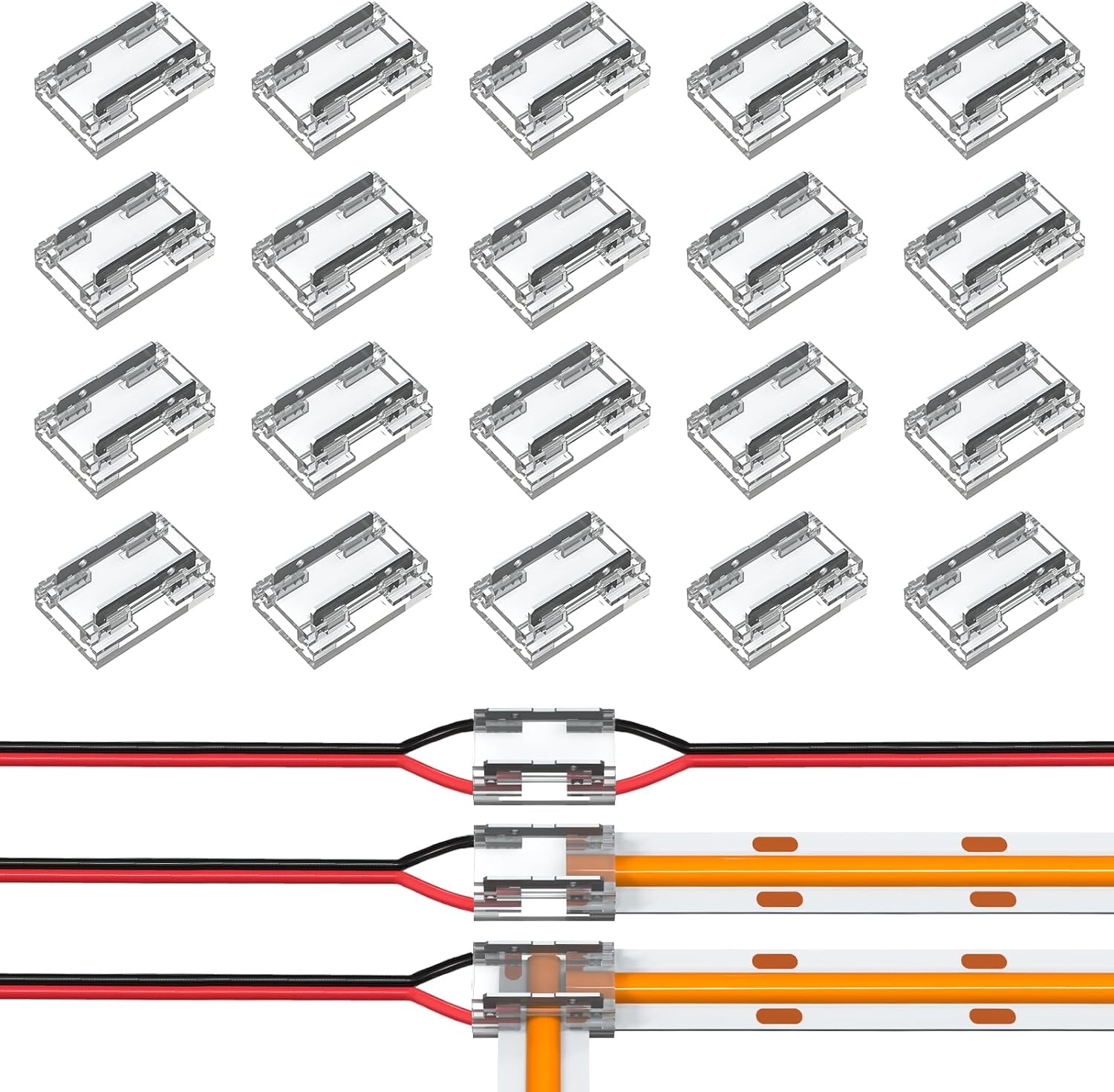 20pcs COB LED Light Connectors 5mm 2Pin 9 in 1 LED Strip Connector, 9 ...