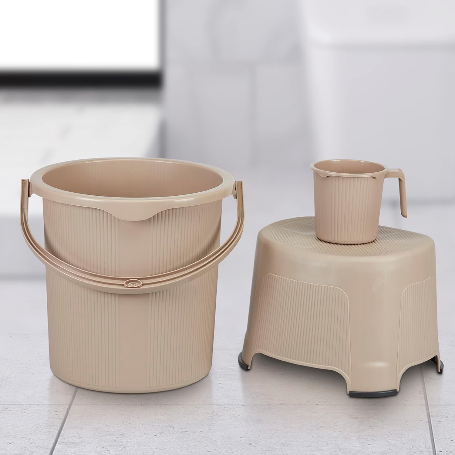 Polyset Magnite Bathroom Set, Set of 3, 25 litres Bucket + 1.5 litres ...