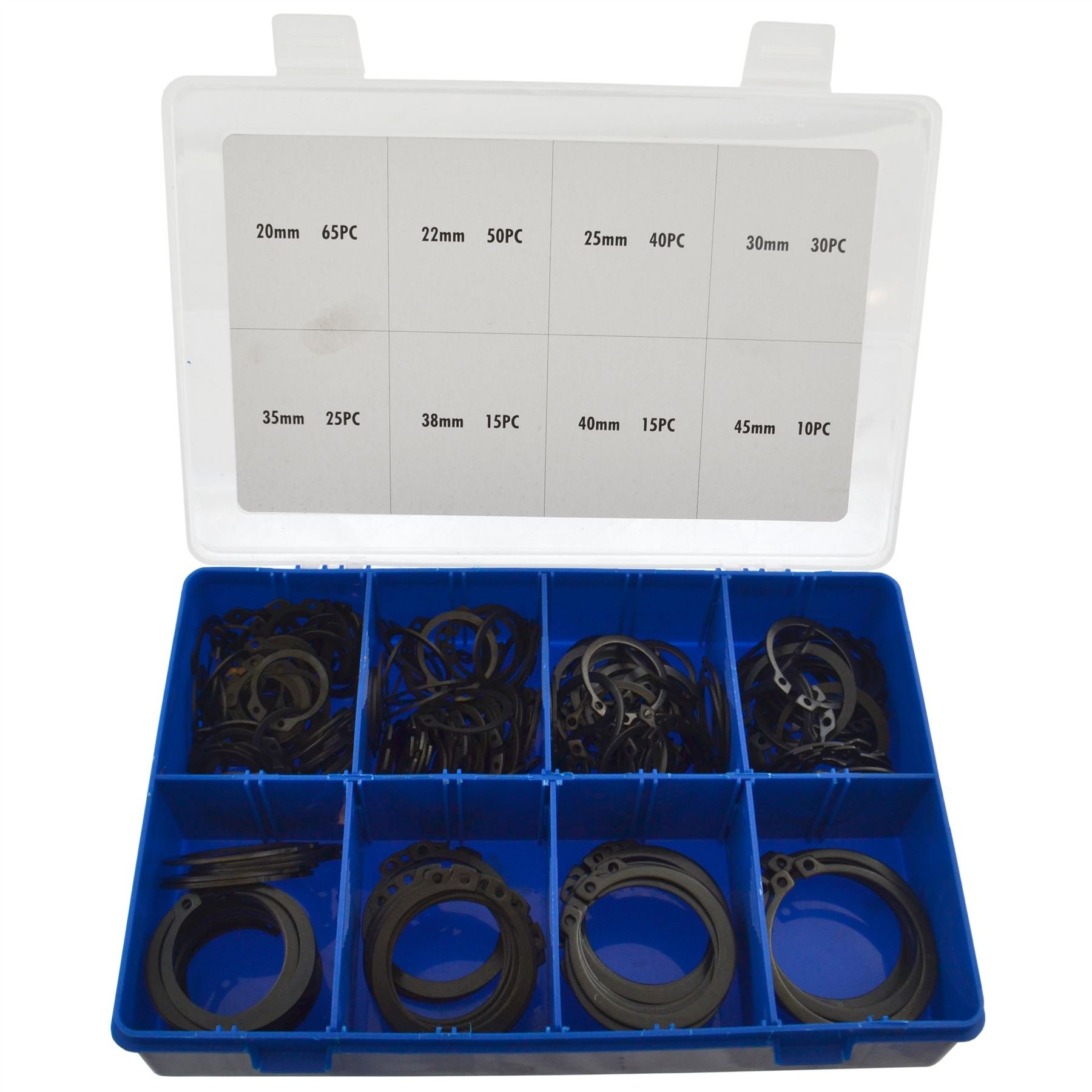 External Circlip/Snap Retaining Ring Assortment Set 250pc 20mm - 45mm ...