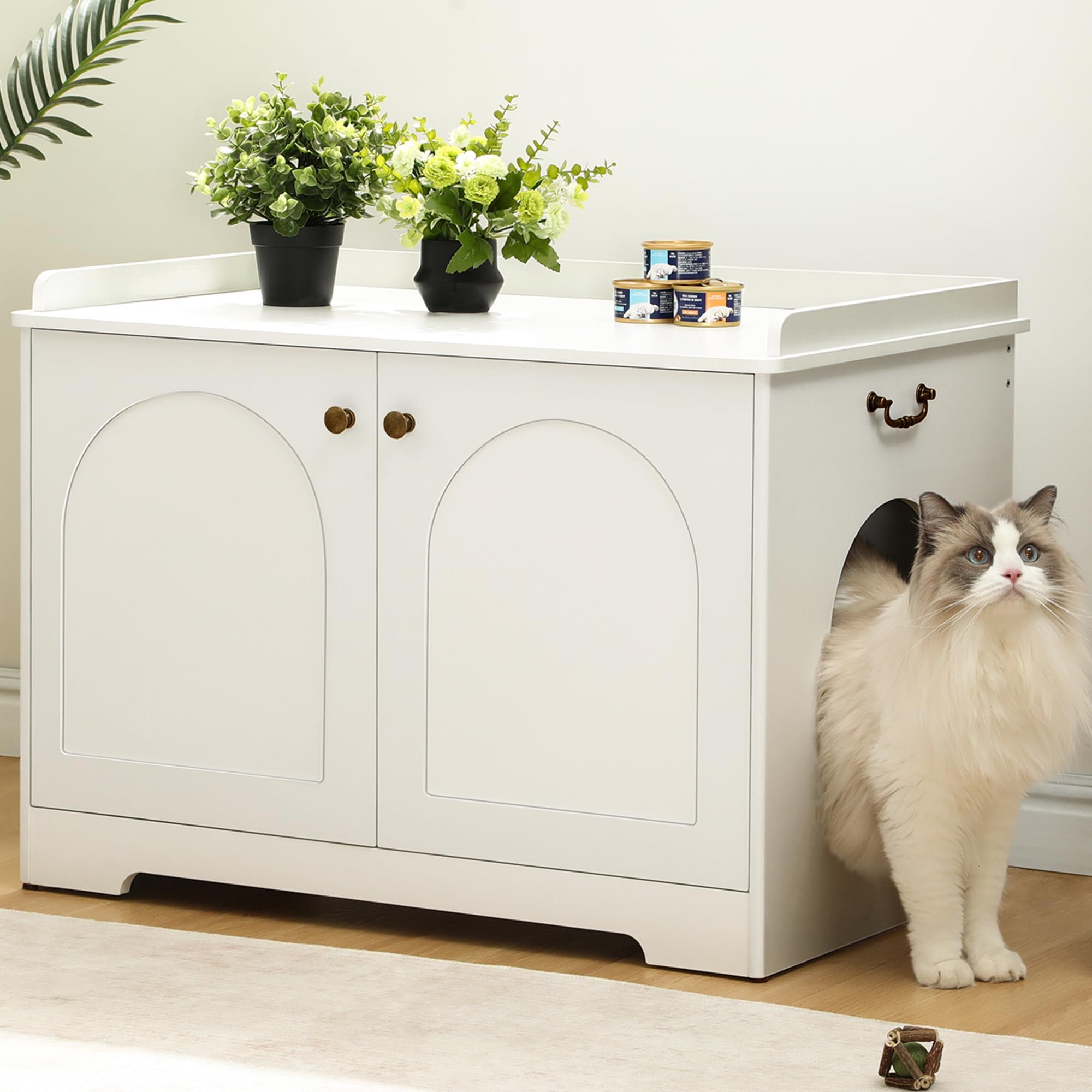 Amazon.com: Tangkula Cat Litter Box Enclosure with Cat Scratching Pad ...
